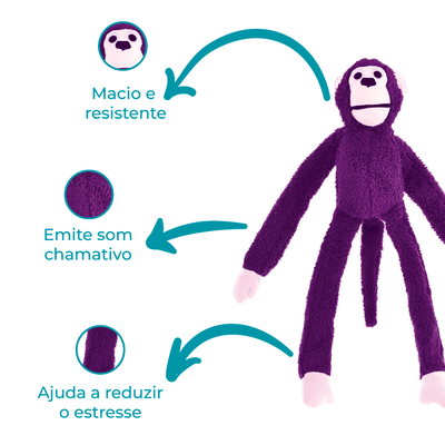 Pelúcia Macaco Limited Jambo Roxo com braços e pernas longas | Cobasi